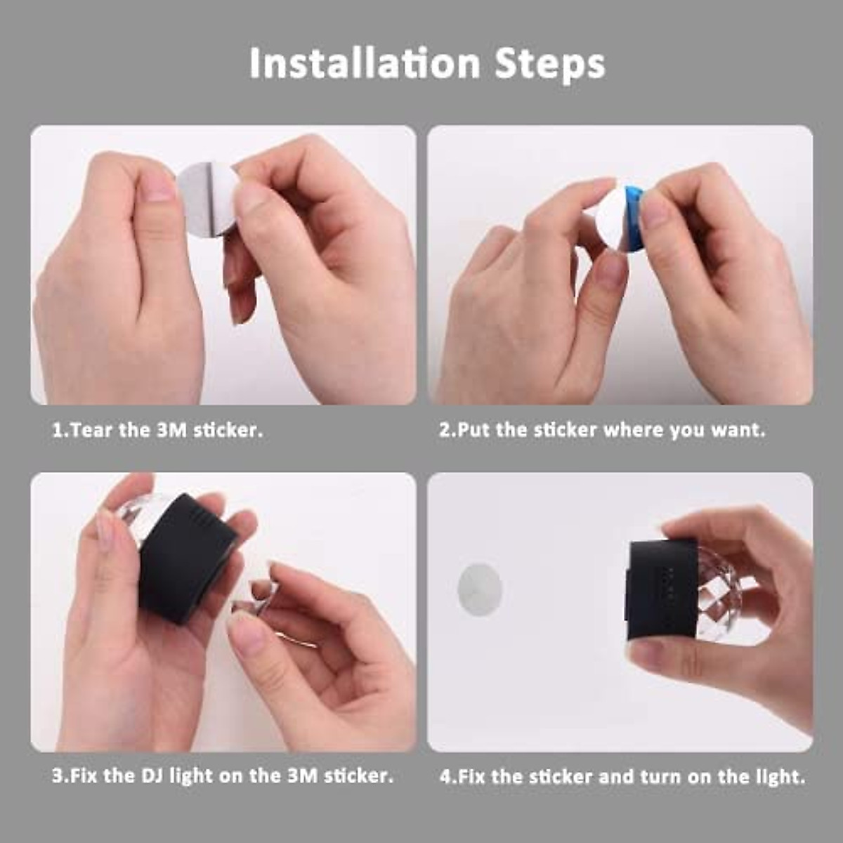 Mini Disco Light,Sound Activated Multi-Coloured Disco Ball Light USB Rechargeable Battery Disco Lights for Parties,Car Disco Ball,Disco Lights for Parties,Christmas Lights