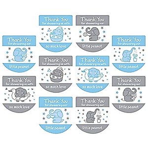 Set of 120 Baby Shower Favor Labels Mini Bottle Labels Hand Sanitizer Labels-Thank You Stickers for Baby Shower Favors(Blue)
