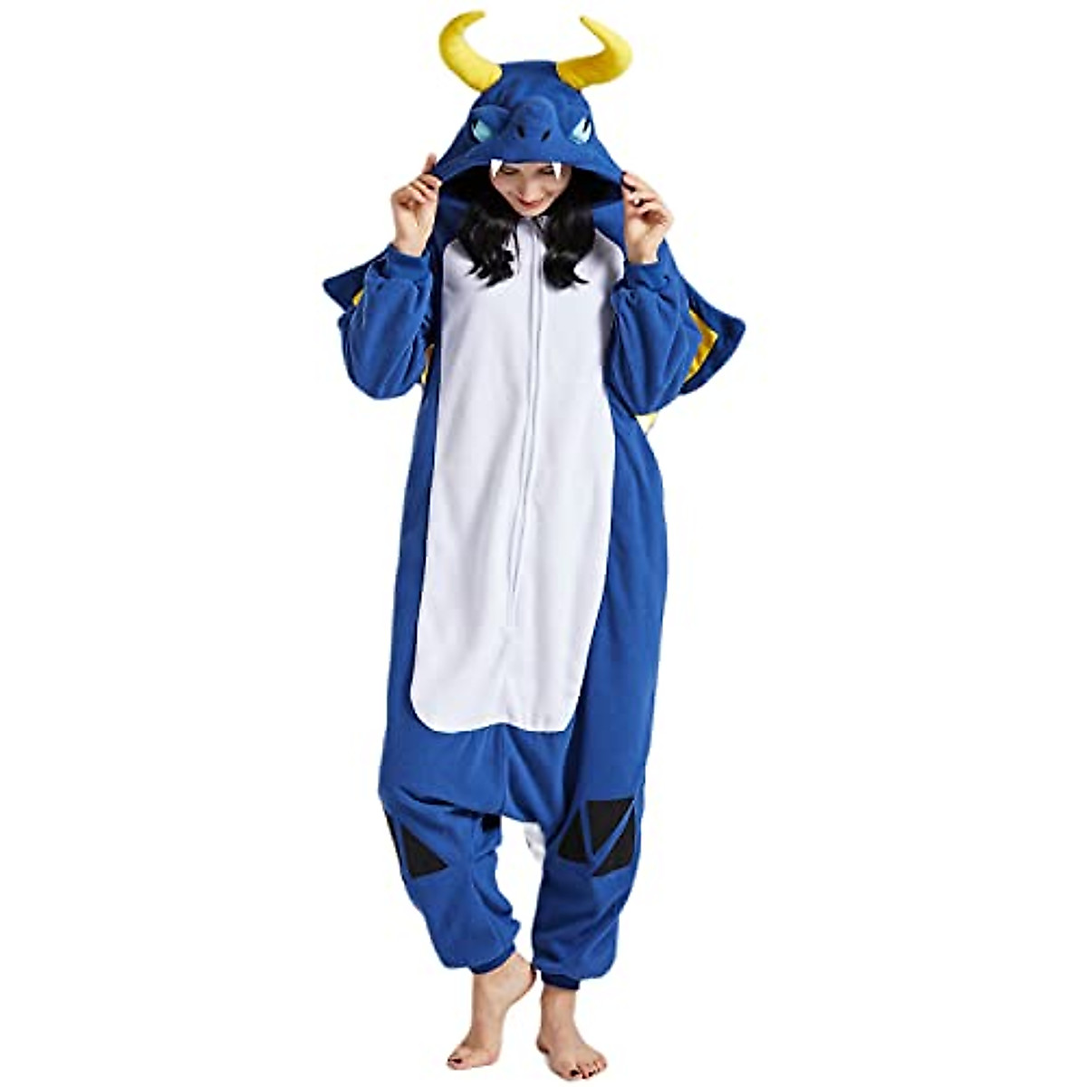 SAMGU Dragon Onesie Adult Halloween Christmas Animal Cosplay Costume One Piece Pajamas for Men Women Medium