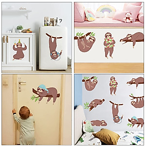 MEFOSS Large Sloth Wall Decal Kids Wall Stickers Peel and Stick Nursery Kids Baby Room Playroom Wall Decor