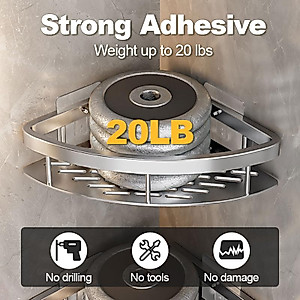 Kysren Bathroom Shower Caddy Corner: 2 Pack Shower Shelves, Sturdy Bathroom Organizers Wall Adhesive No Drilling, Shower Accessories Storage Holder