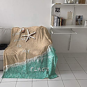 Singingin Beach Plush Throw Bed Blanket for Kids Adults Summer Beach Sea Water Starfish Super Soft Cozy Luxurious Blanket Lightweight Fleece Blankets for Couch Bed Sofa Warm All Season 50×60inch