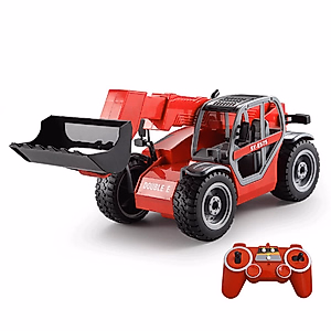 QIYHBVR Remote Control Bulldozer, 1/20 Scale Front Loader Construction Vehicles Tractor for Boys，with Lights & Sounds Construction Vehicles 6 Channel Tractor Excavator Toy