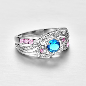 Psiroy 925 Sterling Silver Plated Simulated Blue Topaz Wedding Ring Band Size 8