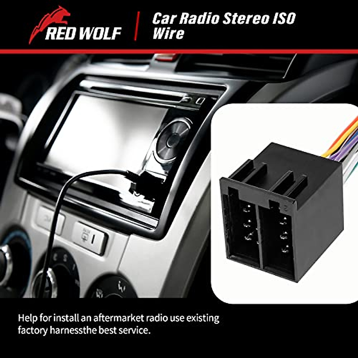 RED WOLF Car Radio 16 Pin ISO Wire Harness Adapter For Semi Truck Freightliner International Peterbilt Volvo Sterling Mack Kenworth Stereo Connector cable Male Plug to JVC Pioneer Kenwood Sony Android