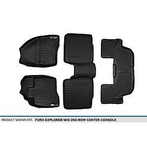 SMARTLINER Custom Fit Floor Mats 3 Row Liner Set Black for 2015-2016 Ford Explorer Without 2nd Row Center Console