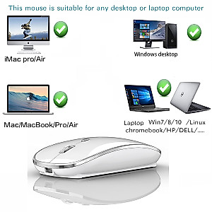 2.4G USB C Receiver Wireless Mouse for Computer Chromebook for Microsoft Laptop Mac DELL HP iMac MacBook Pro Air Win7 8 10 11