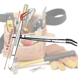 2 Pieces Tweezers curved Bent Tip Tweezers with Rubber silicone Tips PVC Coated Non Marring Soft Long Rubber Tips Tweezers Stainless Steel Hobby Jewelry Crafts Tools for Lab Jewelry Making, Red Black