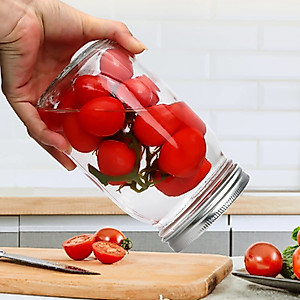 Accguan 33oz Glass Jars with Regular Lids, Mason Jar With Airtight Lids, Clear Glass Jar Ideal for Jam,Honey,Shower Favors,Wedding Favors, 12pack