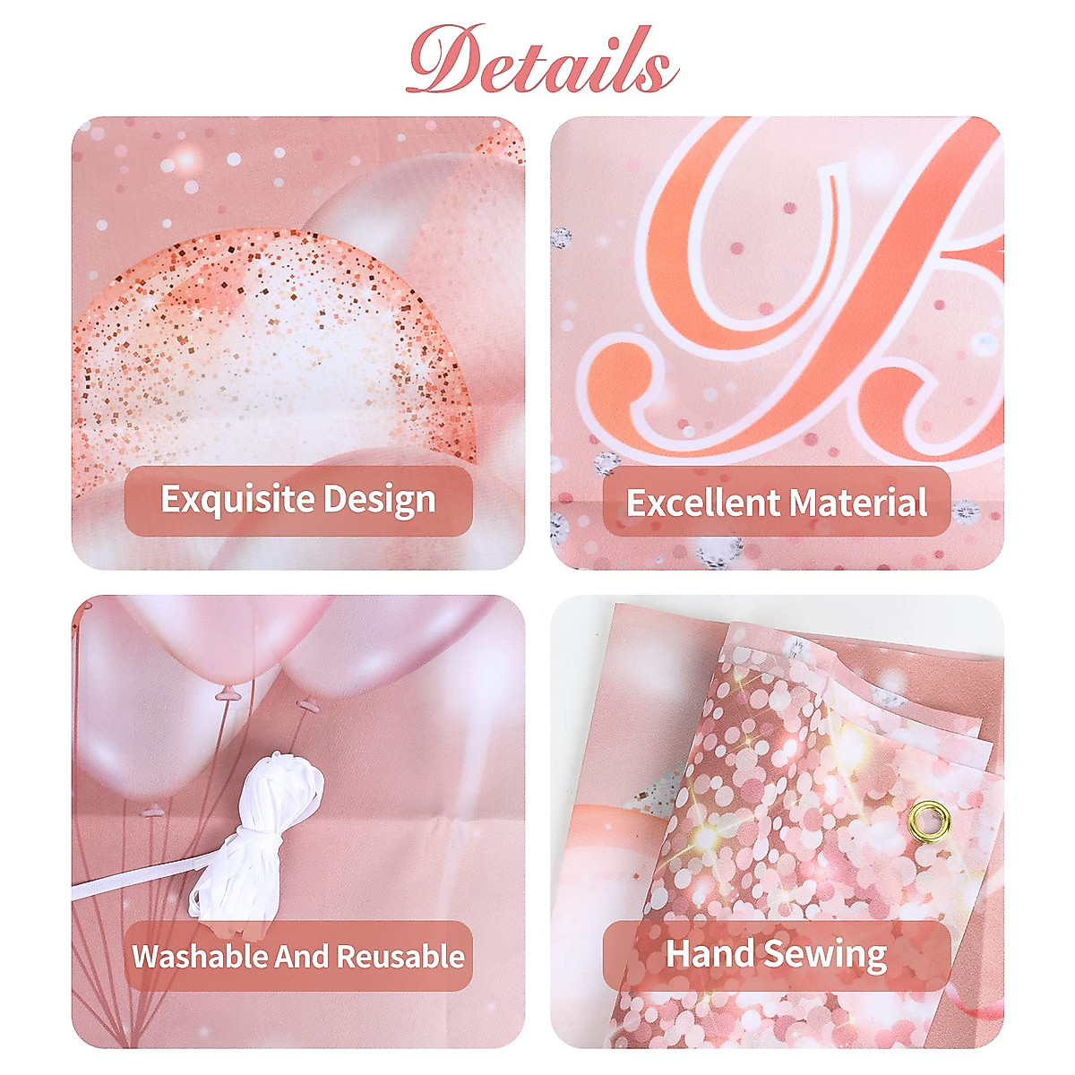 Happy 60th Birthday Banner Backdrop - 60 Birthday Party Decorations Supplies for Women or Men - Rose Gold 4 x 6ft