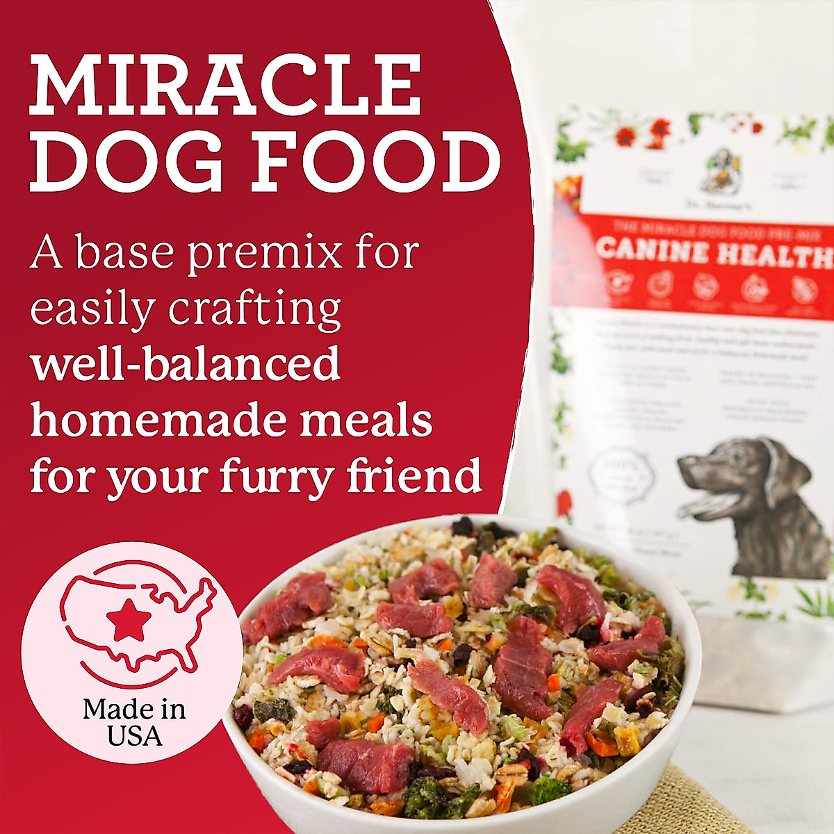 Dr. Harvey's Canine Health Miracle Dog Food, Human Grade Dehydrated Base Mix for Dogs with Organic Whole Grains and Vegetables (Trial Size 6.5 Oz)