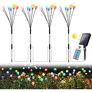 Upgraded Solar Garden Lights, 4 Pack Solar Powered Firefly Lights Outdoor Waterproof, Multicolor Solar Swaying Light for Outdoor Yard Patio Walkway Decor