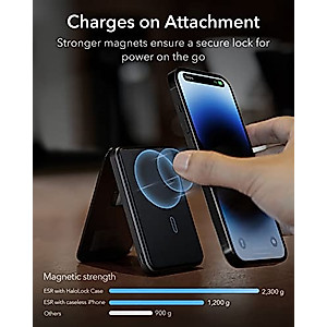 ESR 5,000mAh Wireless Power Bank Wallet with USB-C Cable (HaloLock), Compatible with MagSafe Battery Pack, Wireless Portable Charger, Magnetic Wallet for iPhone 15/14/13/12 (Except 13/12 Mini), Black
