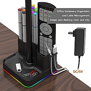 LED Cell Phone Stand for Desk with Pen Holder, Apple Watch Charger 2 in 1 KAFRI Desktop Tablet Holder Dock with 2 USB Charging Ports, Compatible with iWatch Series 6/5/4/3/2/1, iPhone 12 pro/X/X Max/8