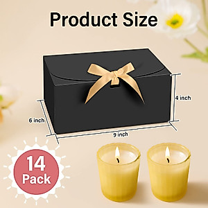 ZSZMFH 14 PCs Gift Boxes with Lids, 9" x 6" x 4" Black Gift Boxes with Ribbon, Bridesmaid Proposal Box, Kraft Paper Gift Box for Wedding, Packaging, Present, Birthday, Cupcake Boxes, Crafting