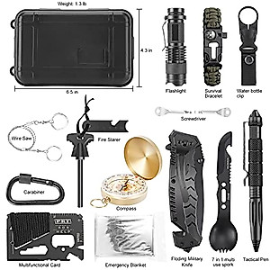 Gift for Men Dad Husband Him, Survival Kit 17 in 1, Survival Gear Tool Cool Gadgets Emergency Survival Gear and Equipment Christmas Stocking Stuffers for Families Hiking Camping Adventures