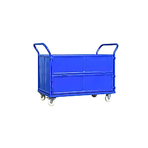 Trolley Mobile Storage Cart Removable Folding Basket Steel Hand Pull Cart Weight 200KG (47.24 * 27.55 * 39.37inch,Grey-Grille)