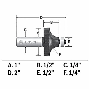 BOSCH 85294M 1/4 In. x 1/2 In. Carbide Tipped Roundover Bit