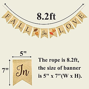 FAKTEEN Fall in Love Maple Leaf Burlap Banner for Fall Autumn Wedding Bridal Shower Engagement Party Decorations Garland Fall Thanksgiving Hanging Decor