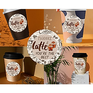 Thanks A Latte Christmas Coffee Themed Thank You Labels 2 Inch You are The Best Coffe Theme Customer Appreciation Stickers for Small Businesses Envelope Seals,Goodie Bags 500 Pcs Per Roll
