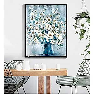 BOMUVI Paint by Numbers for Adults Beginner Paint by Numbers for Adults Flower DIY Paint by Number Kits Acrylic Painting White Flower Paint by Number Kits on Canvas Home Decor Gift for Adults 16x20 In