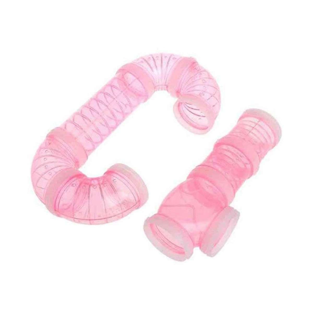 Honrane Pet Tunnel Collapsible Tube Toy Tunnel, Transparent Hamster Rat Squirrel Cage Tunnel Tube Climbing Toy Small Pet Supply Pink