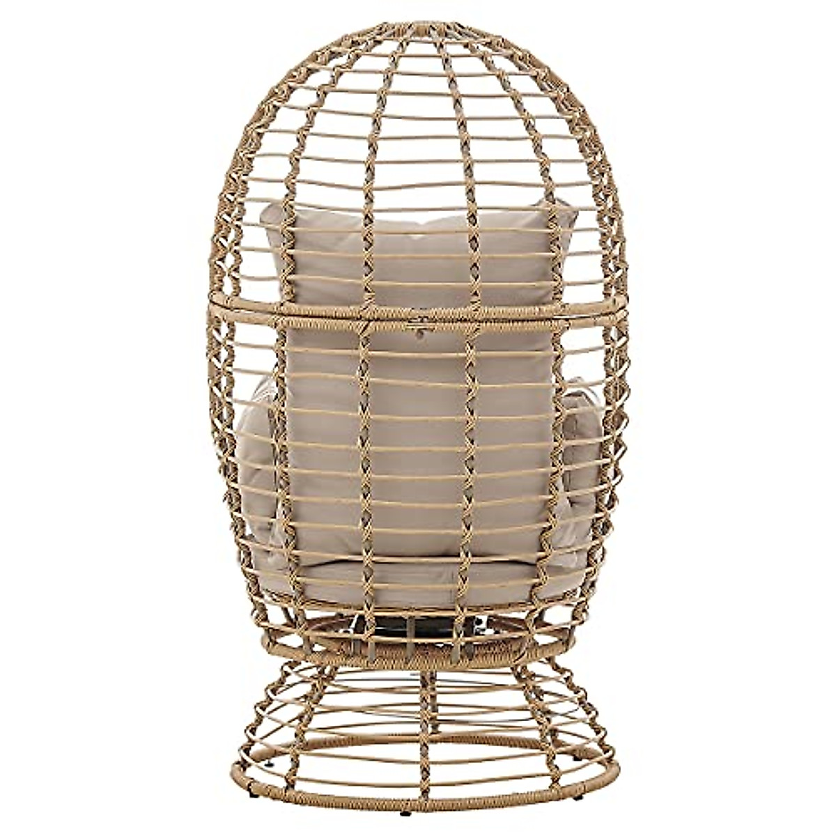 Barton Oversized Egg Style Wicker Chair w/Canopy & 4 Cushions Swivel Outdoor Patio Lounge Basket