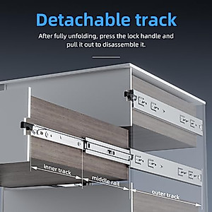 PHWALK 1 Pair 12 Inch 150 Lb Heavy Duty Drawer Slides with Lock Full Extension Ball Bearing Cabinet Telescoping Sliding Rails Tool Box Runners Tracks Glides Side Mount (with Lock, 12 inch)