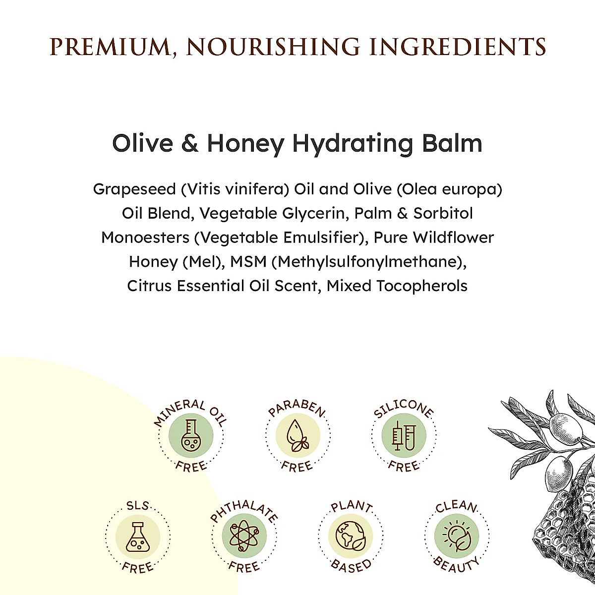 Qhemet Biologics Olive & Honey Hydrating Balm - Moisturizing Hair Balm for Smooth, Soft, Supple Hair - Leave In for Long-Lasting Hydration - Combats Dryness Instantly (4 oz)