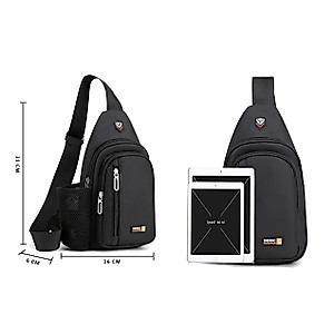 Yerchic Small Sling Bag Men Women Shoulder Backpack Mini Cross Body Chest Sling Backpack with Water Bottle Holder Travel Hiking Casual Daypack, Black