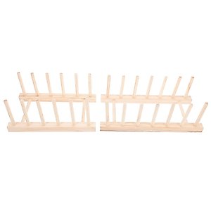 BESPORTBLE 2pcs Storage Rack Pot Lid Organizer Cutting Board Drying Stand Countertop Plate Holder Pot Pan Organizer Desk Topper Shelf Draining Rack Cup Drying Stand Baby Wood Tool Foldable