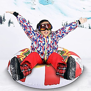Snow Tube, Snow Sled for Kids and Adults, 48 Inches Heavy Duty Snow Tubes with Double Bottom, Candy Snow Toys for Sweet Party