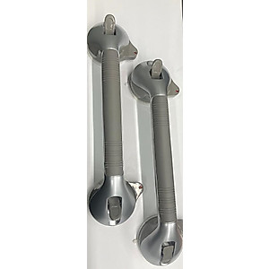 (2 Pack) Shower Handle 12 inch Grab Bars for Bathtubs and Showers Suction Bar Handles Handicap Elderly Seniors Safety Bathroom Bath Grip - Balance Assist ONLY for Tiles Glass & Hard Plastic