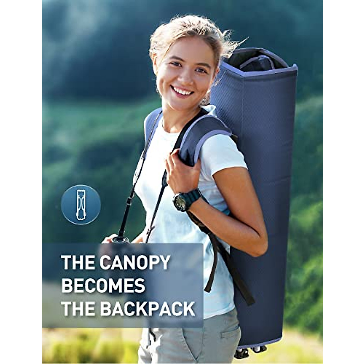 Docusvect Canopy Chair with Fan, Folding Chair with Retractable UPF 50+ Shade Canopy, Cup Holder, Side Pocket for Camping, Beach, Tailgates and Fishing - Support 330 LBS