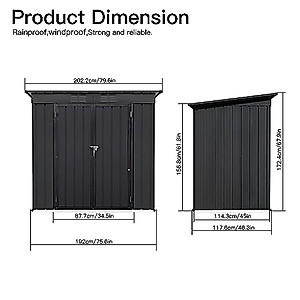 BOVONO 8'x6' Outdoor Storage Shed, Metal Storage Shed Large with Lockable Door, Outdoor Sheds Storage Tools House for Garden Backyard Outside Patio (Black)