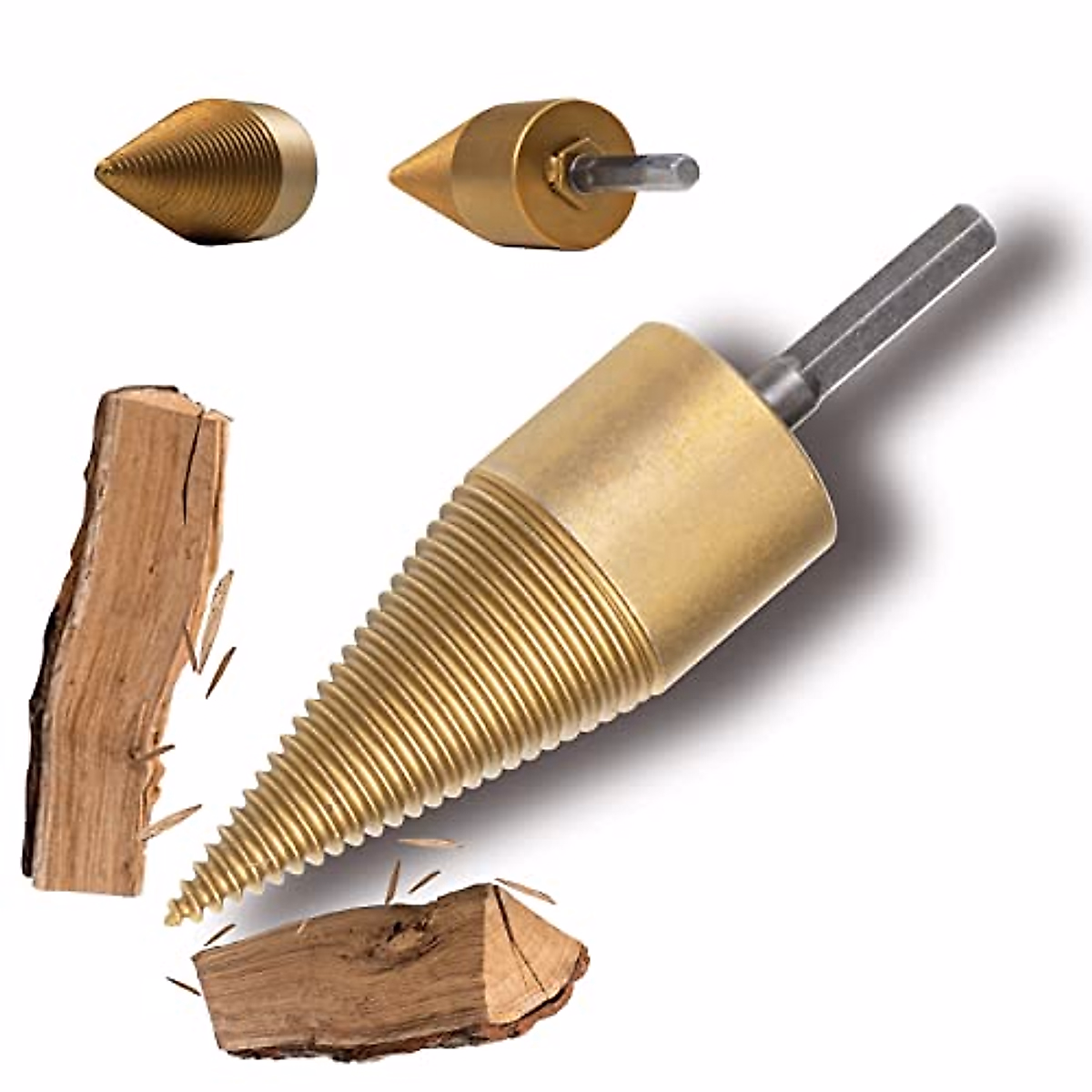 Jerax tools 42mm Kindling Cracker, Wood Splitting Drill Bit, Cone Firewood Splitter with Hex Shank for Family Outdoor Camping, Stove, Farm (42mm)