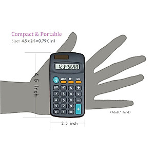 Basic Calculator Dual Power 8 Digit Desktop Calculator (Black,Set of 5)