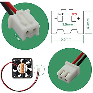 ANVISION 2-Pack 40mm x 10mm DC 5V Brushless Cooling Fan, Dual Ball Bearing, 2-Pin