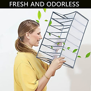 Kocuos Upgraded Clothes Organizer, Closet Organizers and Storage, Wardrobe Clothes Organizer for Folded Clothes, Separator Drawer Organizer Divider for Underwear, T-shirts (2PCS (7 Grids, Gray))