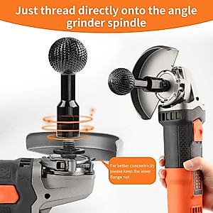 Boounyatin Sphere Rotary Burr with 5/8-11 Threads for 4 1/2 and 5 Inch Angle Grinder, Ball Gouge Angle Grinder Attachments Power Carving Tools for Woodworking Polishing Engraving