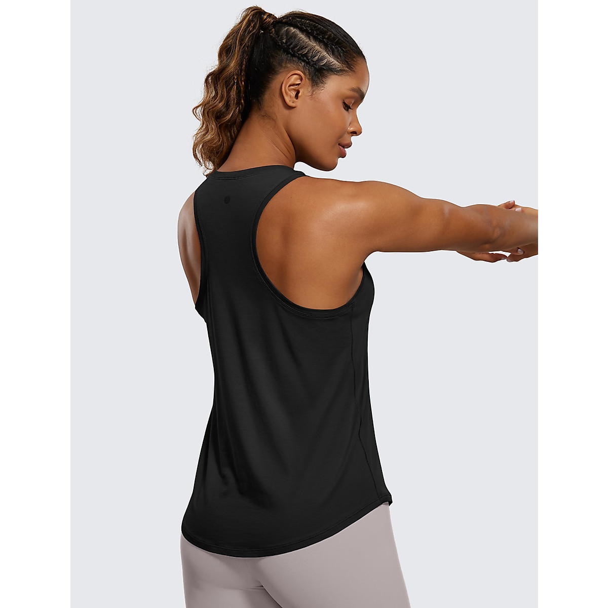 CRZ YOGA Womens Pima Cotton Racerback Workout Tank Tops Scoop Neck Loose Sleeveless Tops Athletic Gym Shirts Black Medium