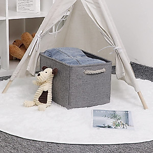 Small Baskets for Shelves(6pack) Fabric Storage Baskets, Empty Gift Baskets with Rope Handles, Decorative Foldable Storage Baskets for Organizing Home Closet & Office (Gray, 11.8” x 7.8” x 5.1”)