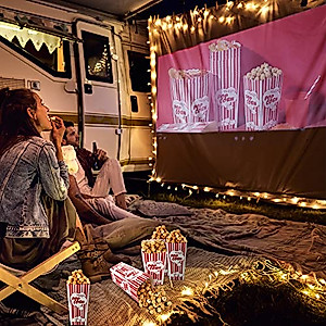 Fuutreo 120 Pack Movie Night Popcorn Box Paper Popcorn Bucket Bowl Bulk 46 oz Red and White Popcorn Bag Snack Container Holder 7.87" for Popcorn Machine Theater Carnival Circus Party Decor Supplies