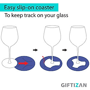 GIFTIZAN - Coasters Set of 8 - Coasters for Drinks Absorbent - Wine Charms for Stem Glasses - 100% Recyclable Premium Felt - with Metal Coaster Holder - House Warming Gifts (Chevron)