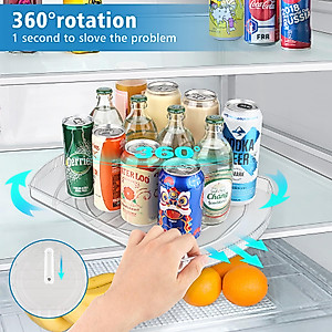 Lazy Susan Turntable Organizer for Refrigerator, Clear Square Rotating Fridge Organizer and Storage, 16.54''Lazy Susan for Kitchen, Table, Pantry, Cabinet, Countertop