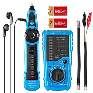 Mastfuyi Network Cable Tester, Cable Tracer with Probe Tone, RJ11 RJ45 Line Finder, Wire Tracker Multifunction, Ethernet LAN Network Cat5 Cat6 Cable Maintenance Collation, Telephone Line Test