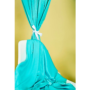 SHERWAY 9.6 Feet x 10 Feet Aqua Silky Soft Curtain Wedding Backdrop Drapes, Slightly Shiny Satiny Window Curtains for Party Ceremony Decoration