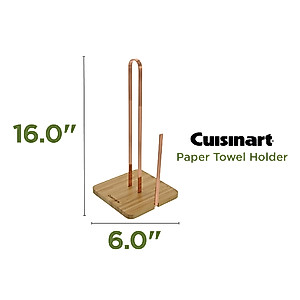 Cuisinart Stainless Steel Finish Paper Towel Holder with Solid Bamboo Base, Stainless Steel Arm for Tear Assistance, Countertop Paper Towel Dispenser, Fits Any Size Kitchen Towel Roll - Copper Finish