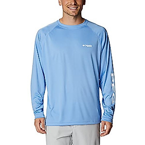 Columbia Men's Terminal Tackle Long Sleeve Shirt, White Cap/White Logo, Large