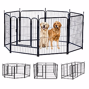Jhsomdr 40" Height Dog Playpen 8 Panels Heavy Duty Indoor Outdoor Exercise Fence,Foldable Portable Pet Puppy Pen with Lockable Doors for Large Medium Small Dogs